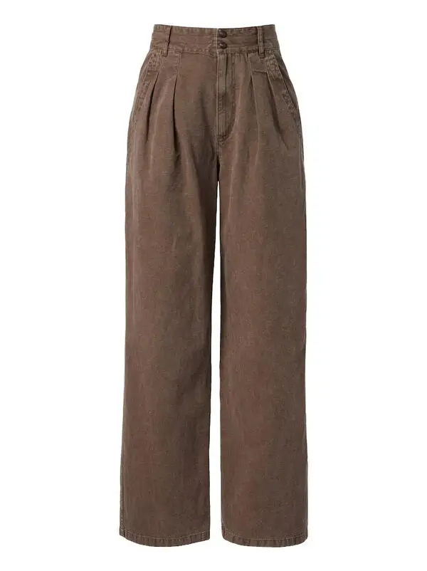 MARANT ETOILE Nadine Cotton And Linen Wide-leg Pants - Brown