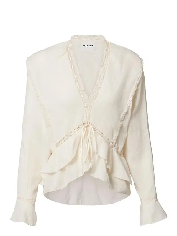 MARANT ETOILE Damienne Cotton And Linen-blend Top - White