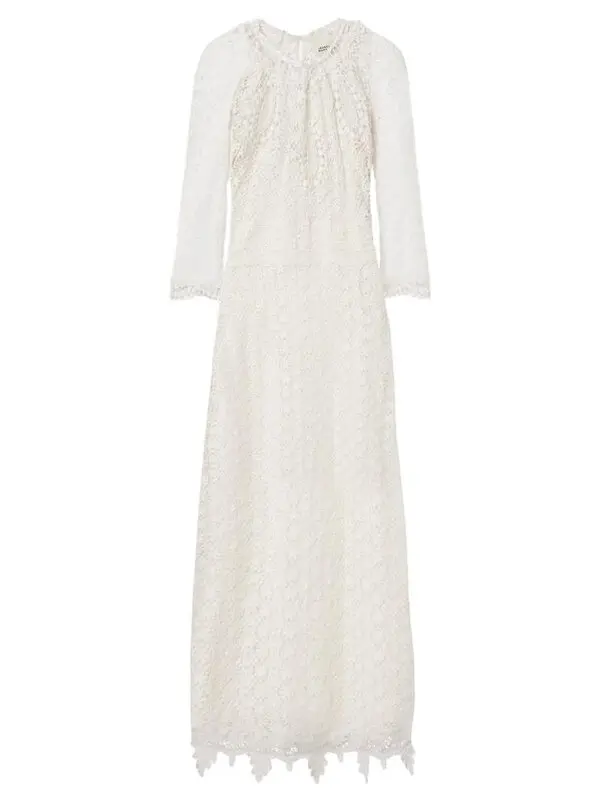 Isabel Marant Hayra Cotton Guipure Lace Maxi Dress - White