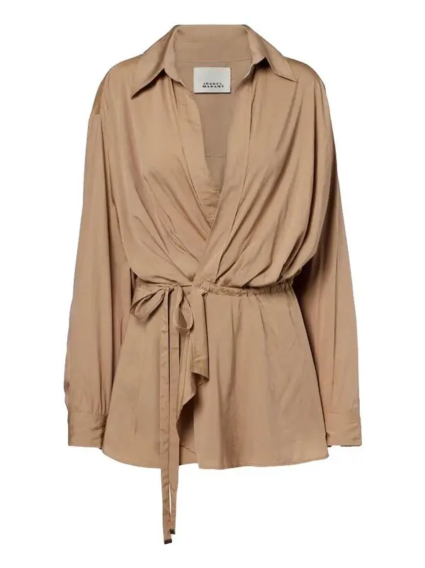 Isabel Marant Keren Gathered Wrap Top - Beige