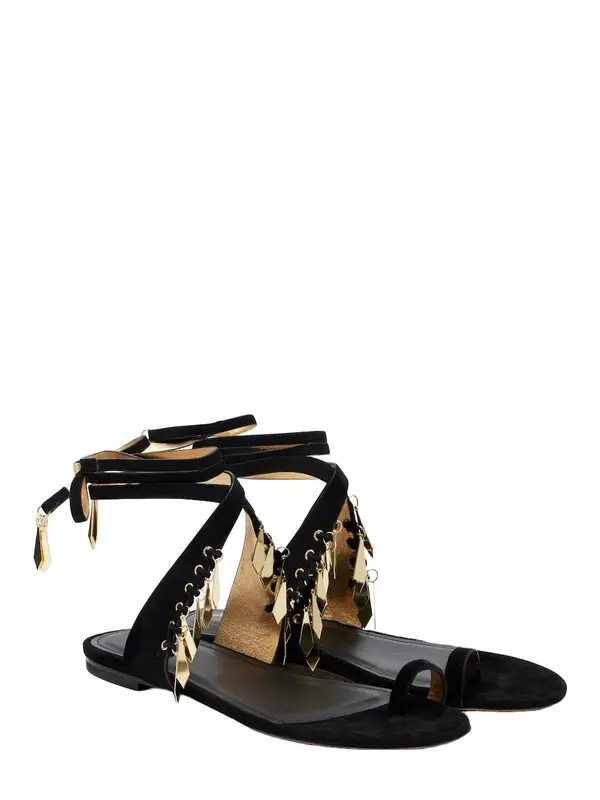 Isabel Marant Dreena Embellished Suede Sandals - Black