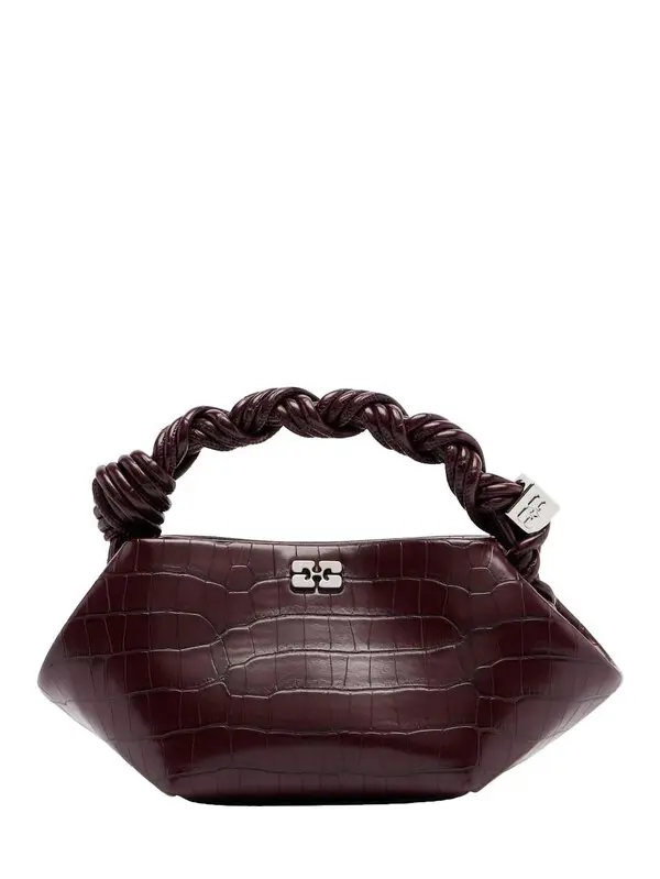 GANNI Mini Croc-effect Top-handle Bag - Burgundy