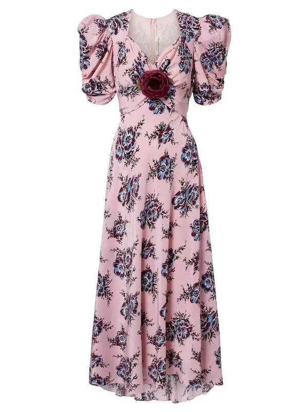 RODARTE Floral-appliqué Silk Gown - Pink