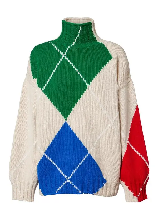 JW Anderson X Pringle Of Scotland® Argyle Turtleneck Sweater - White