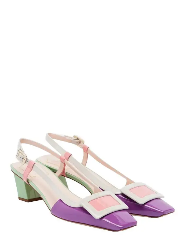 ROGER VIVIER Belle Vivier Patent Leather Slingback Pumps - Multicoloured
