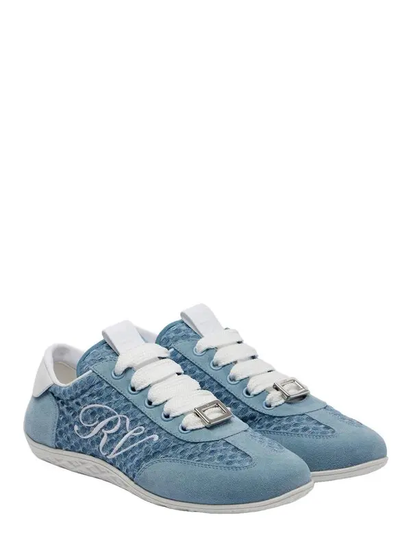 ROGER VIVIER Viv' Suede-trimmed Sneakers - Blue
