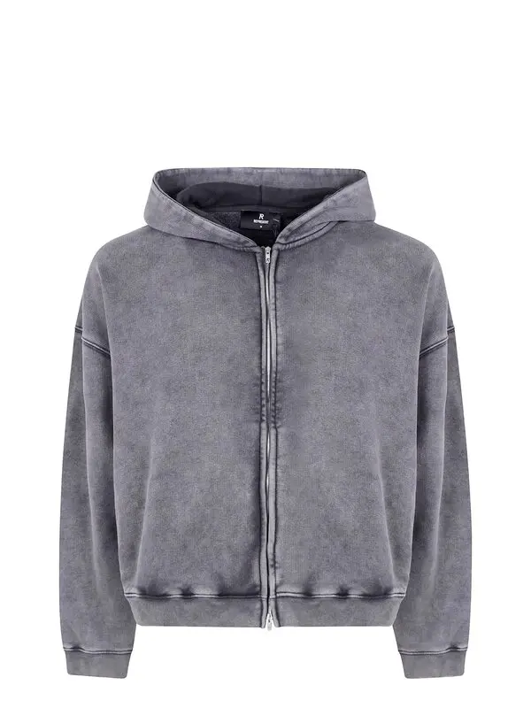 REPRESENT Boxy Oversized Zip-through Hoodie - Gray