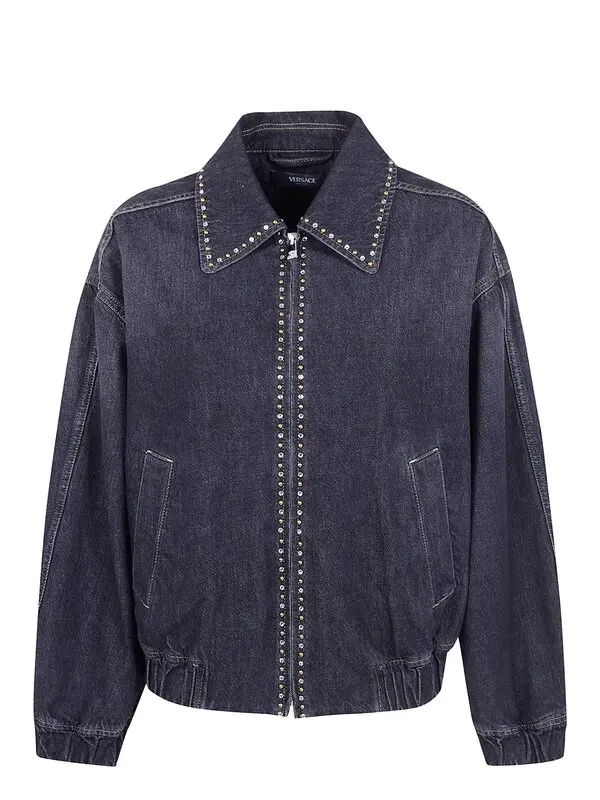 Versace Studded Denim Blouson - Black