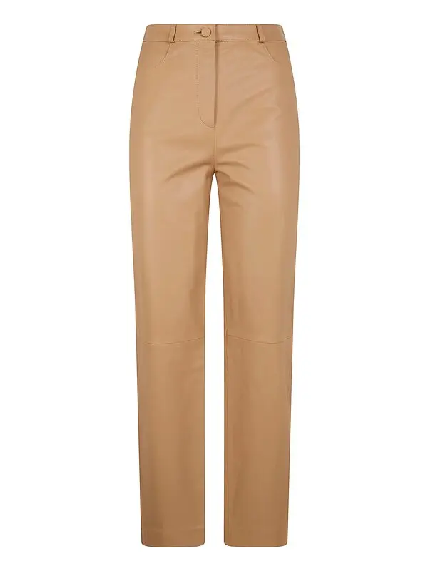 Loulou De Saison Cobe Straight-leg Lambskin Pants - Beige