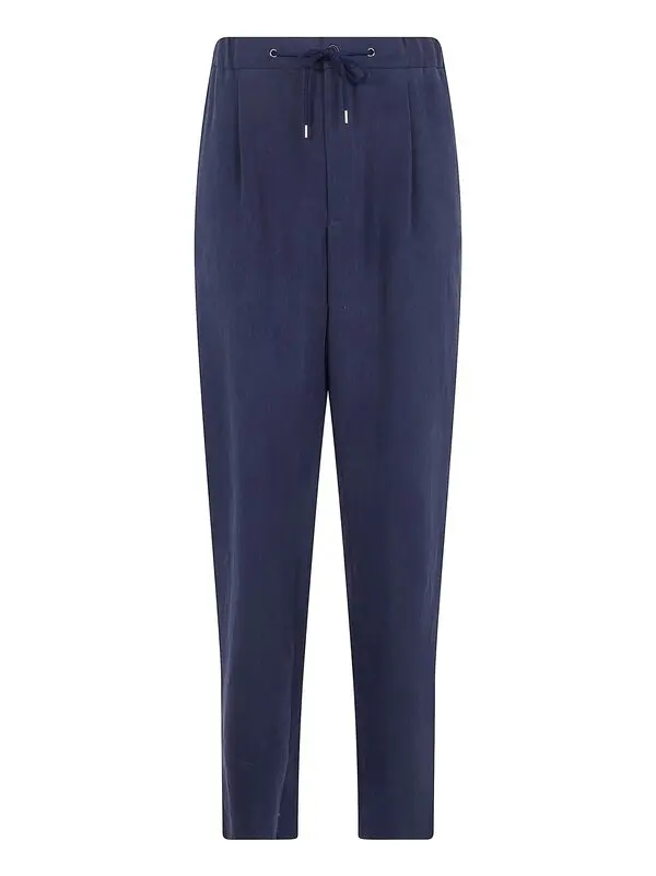 Giorgio Armani Wide-leg Linen Trousers - Blue