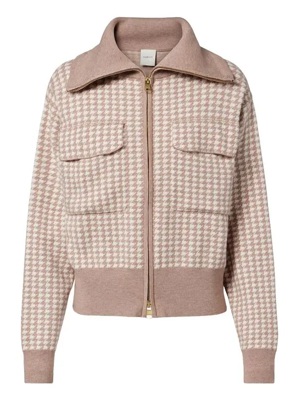 Varley Houndstooth Jacquard Jacket - Beige