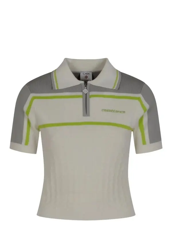 Casablanca Tennis Polo Cropped Shirt - White