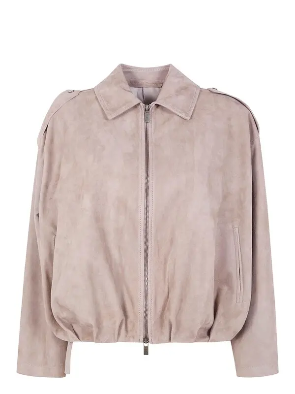 SALVATORE SANTORO Suede Bomber Jacket - Beige