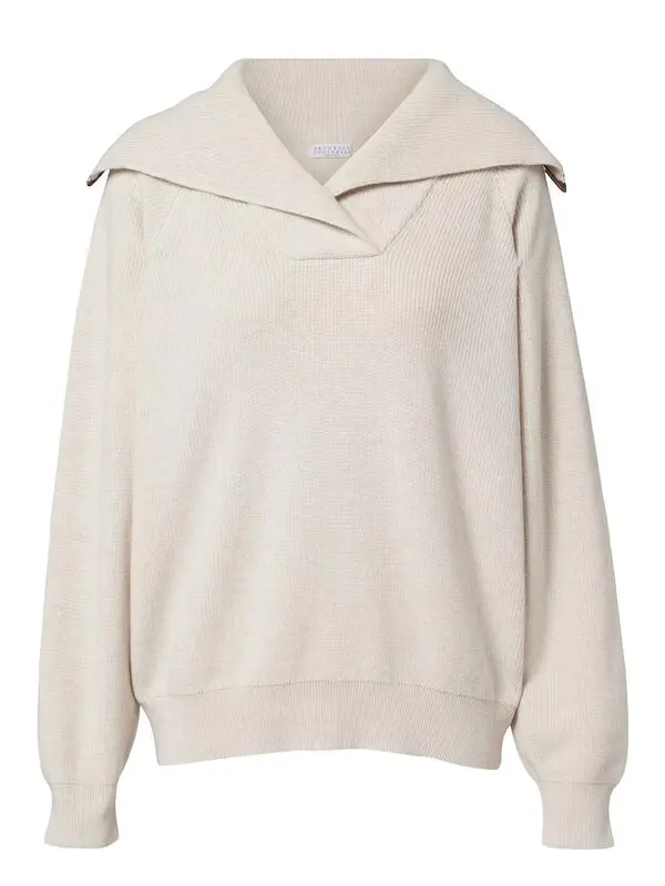 Brunello Cucinelli Monili Cotton Sweater - Beige