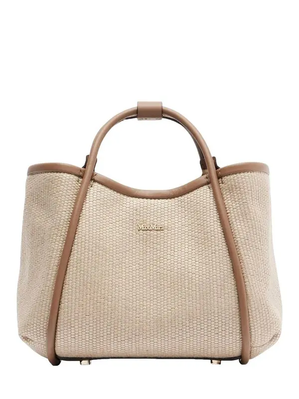 Max Mara Small Leather-trimmed Top-handle Bag - Beige