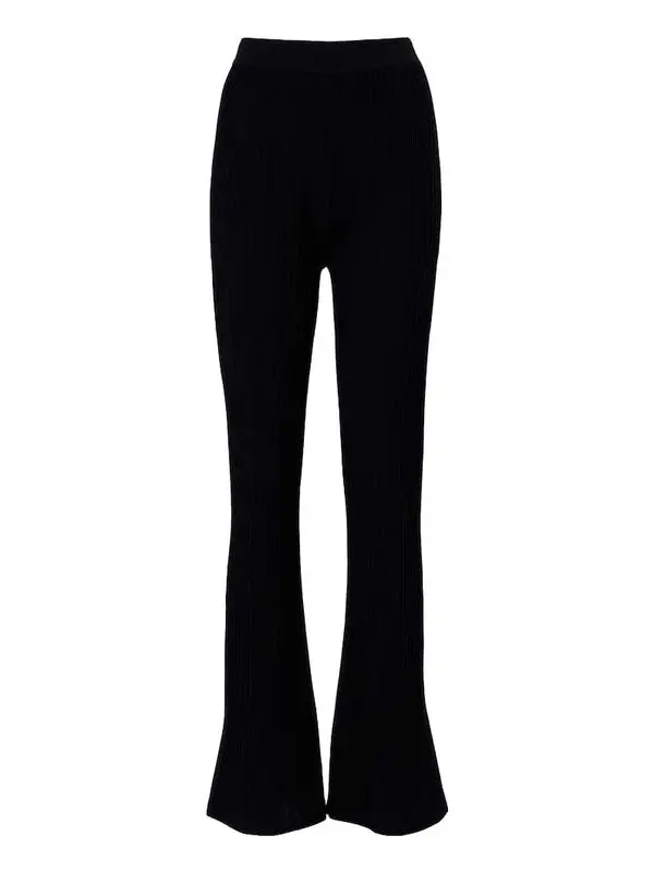 Max Mara Bello Ribbed-knit Flared Pants - Black
