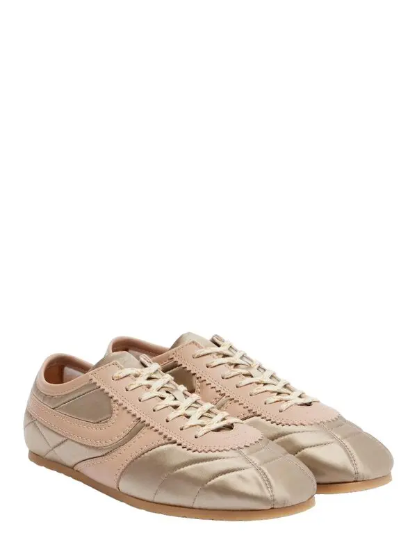 Dries Van Noten Leather-trimmed Satin Sneakers - Grey