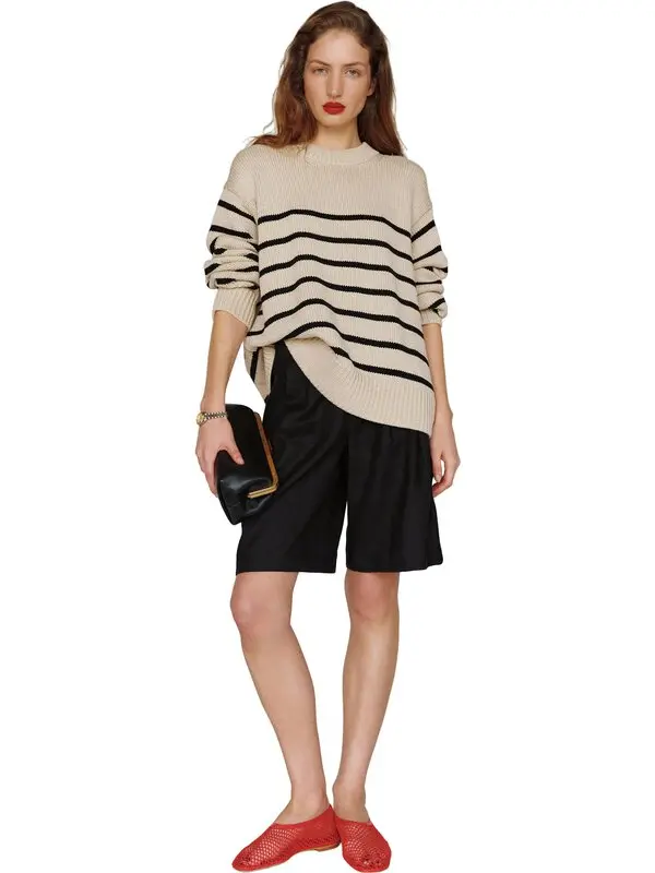 REFORMATION Cove Cotton Oversized Crew Sweater - Natural