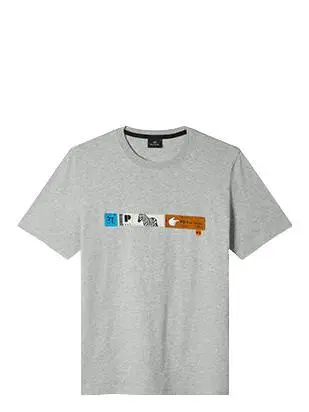 Paul Smith Marl 'tickets' Print T-shirt - Grey