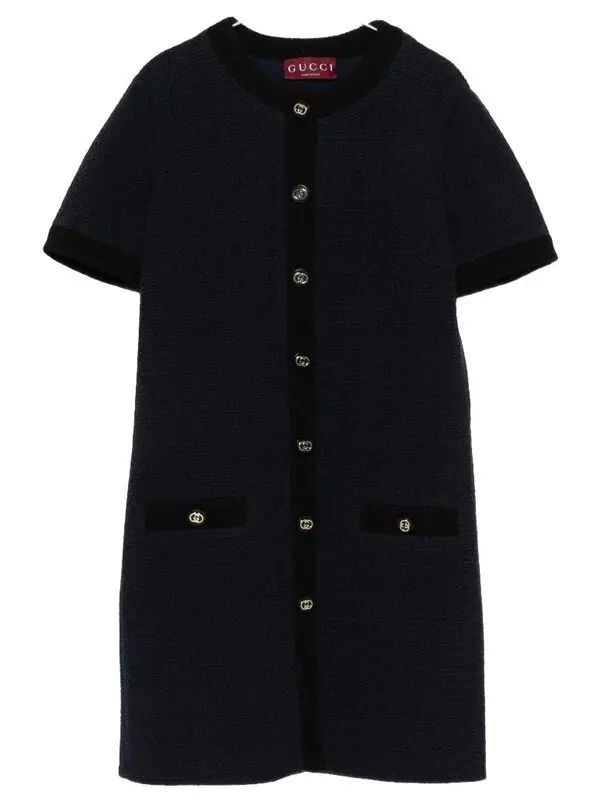 Gucci Wool Tweed Dress - Blue