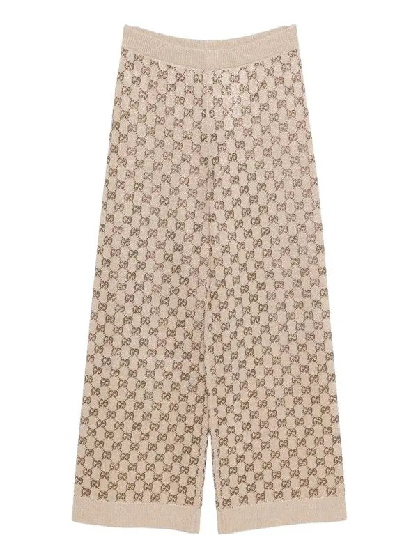 Gucci Gg Monogram Wool Trousers - Beige