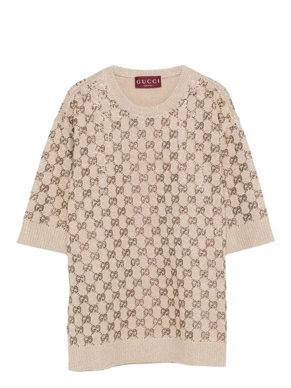 Gucci Gg Wool Crewneck Sweater - Beige