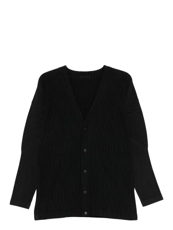 Issey Miyake Pleated V-neck Cardigan - Black