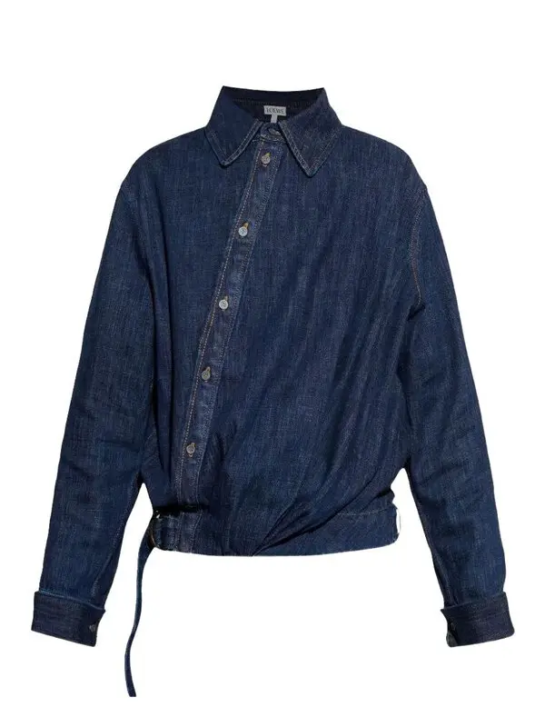 Loewe Draped Denim Shirt - Blue