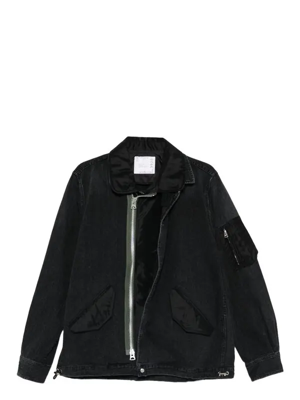 Sacai Denim And Nylon Jacket - Black