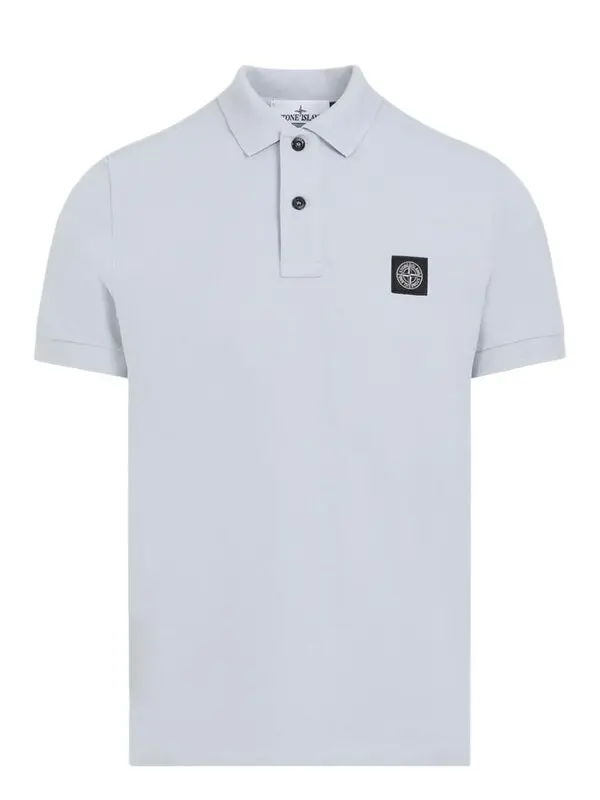 Stone Island Logo Cotton Polo Shirt - Sky Blue