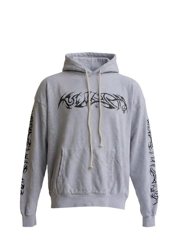 HELLSTAR Tribal Flame Logo Hoodie - Grey