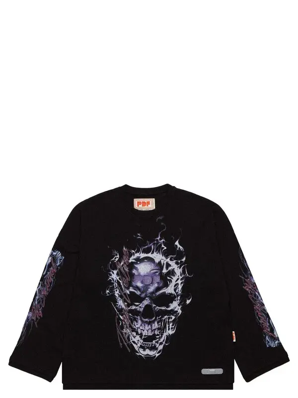 PDF Skull Long-sleeve Top - Black