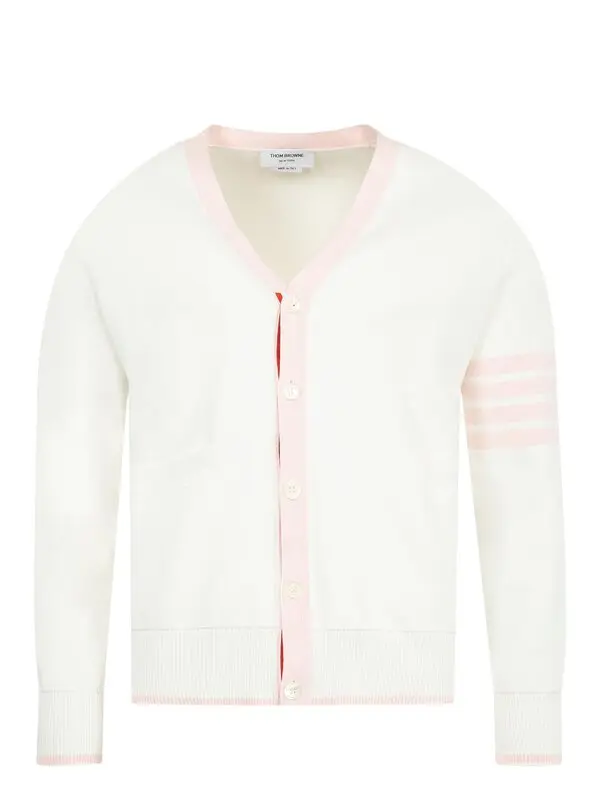 Thom Browne Milano Stitch V-neck Cardigan - White