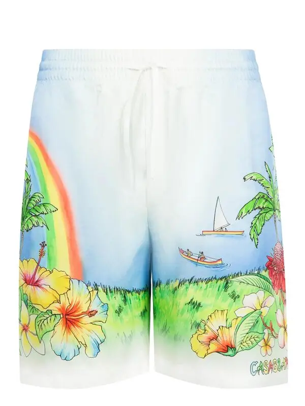 Casablanca Aloha Silk Twill Shorts - Multicolor