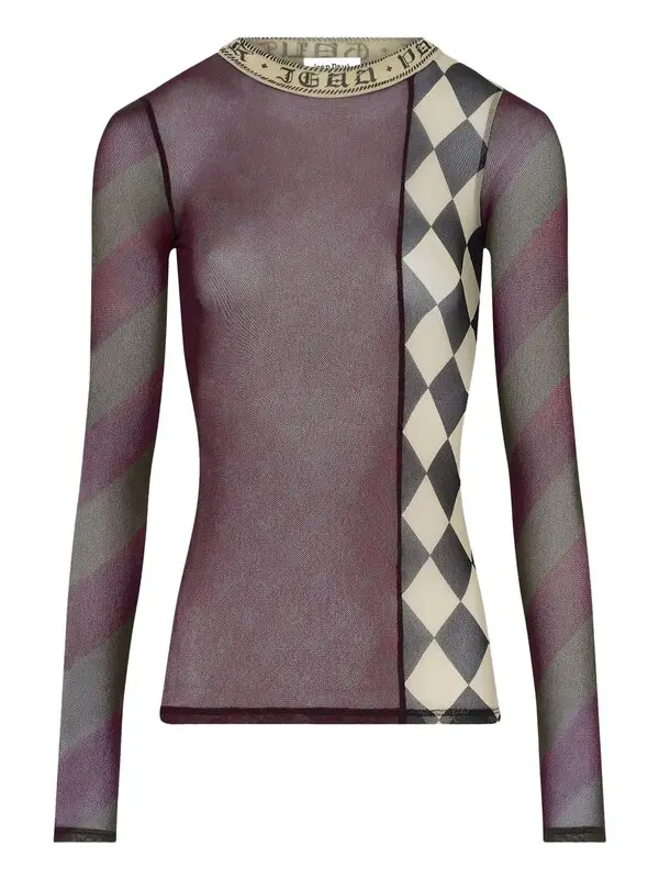 Jean Paul Gaultier Printed Mesh Long-sleeve Top - Multicolor