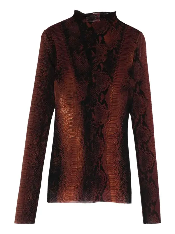 Jean Paul Gaultier Printed Python Mesh Top - Black
