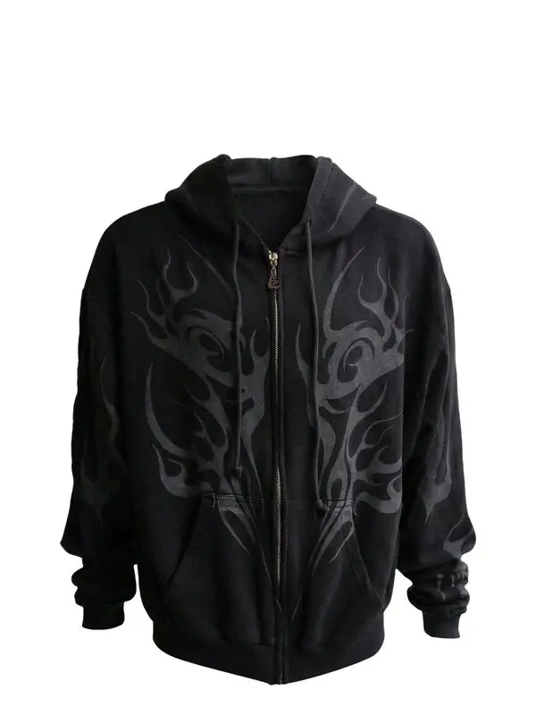 HELLSTAR Tribal Flame Zip Up - Black