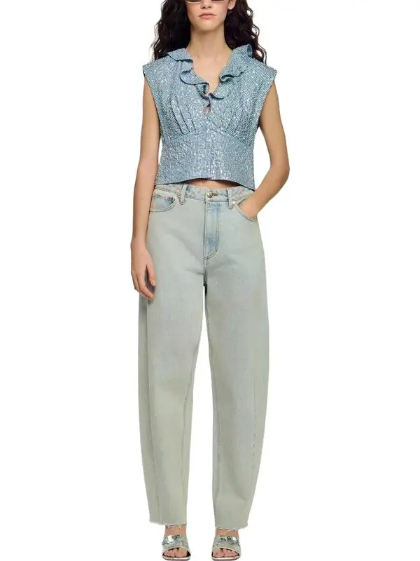 Sandro Sequin Top - Blue