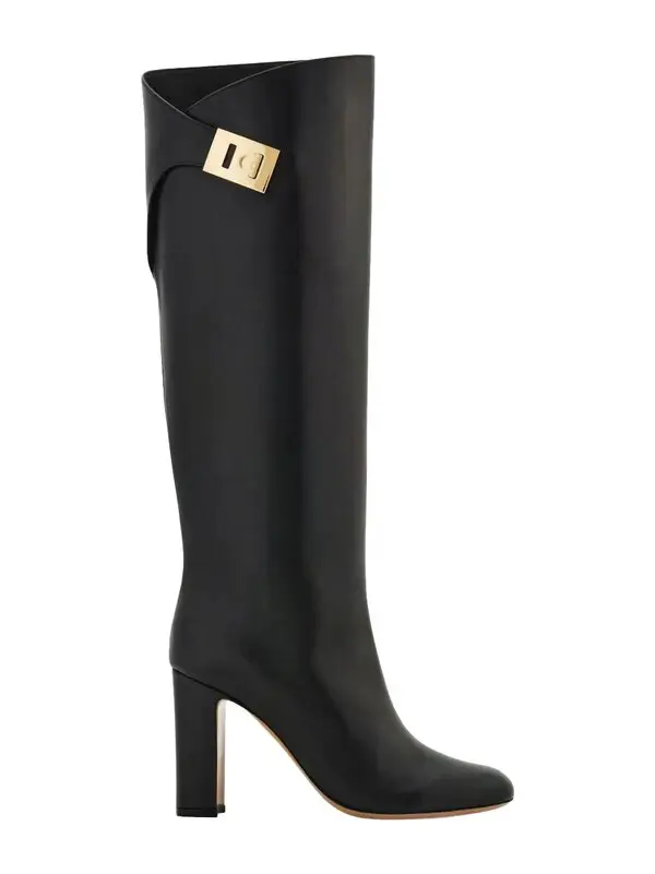 FERRAGAMO 90mm Buckle-detail Knee-high Boots - Black