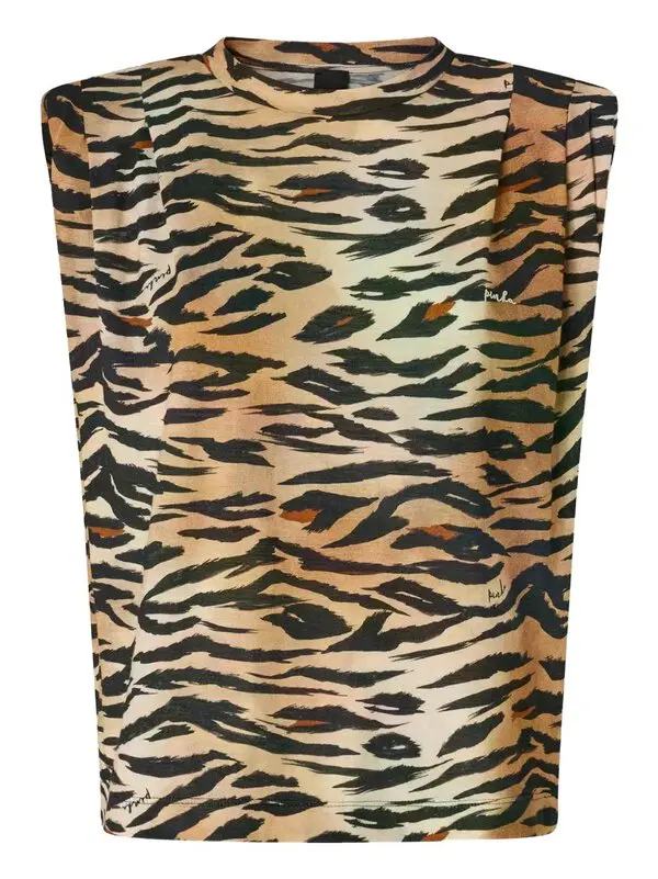 Pinko Tiger-print Sleeveless Vest - Brown