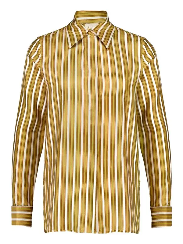 PAULA Striped Silk Twill Shirt - Yellow