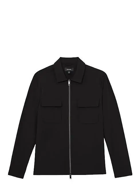 REISS Ascend Long-sleeved Stretch-woven Shirt - Black