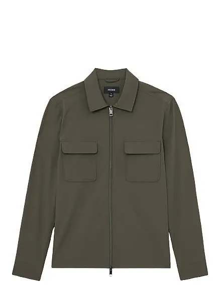 REISS Ascend Long-sleeved Stretch-woven Shirt - Green