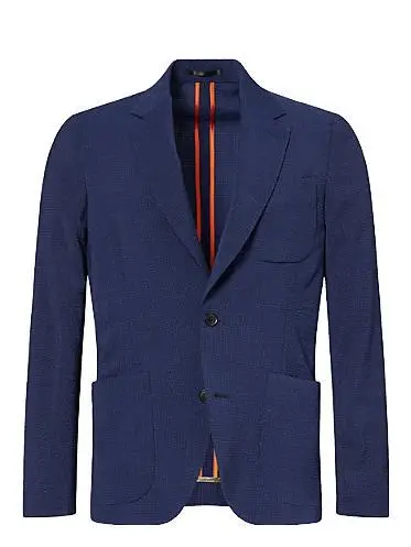 Paul Smith Textured Notch-lapels Stretch-wool Blazer - Blue