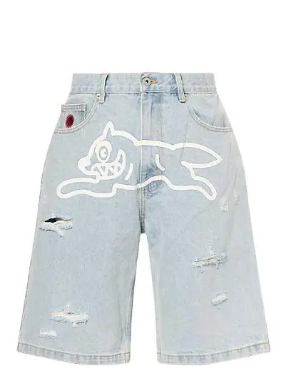 ICECREAM Running Dog Denim Shorts - Heavy Wash Blue