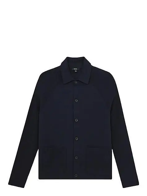 REISS Side-pocket Knitted Cardigan - Navy Blue