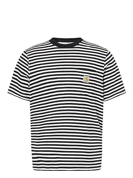 Carhartt Work In Progress Ezra Patch-pocket Cotton T-shirt Xxl - Ezra Stripe Black / Wax