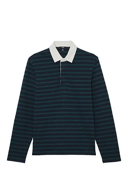 REISS Connors Rugby-stripe Cotton Polo - Navy Green