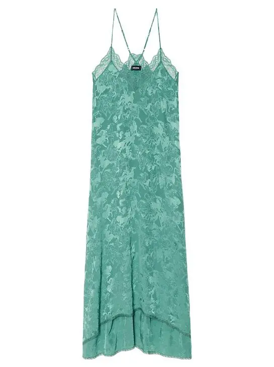Zadig&Voltaire Lace-trim Horse-print Jacquard Silk Midi Dress - Emerald