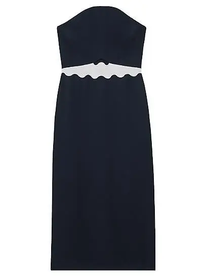 REISS Dillon Contrast-strap Woven Midi Dress - Navy Ivory